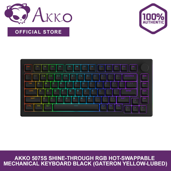 Akko 5075S Shine-Through RGB Hot-Swappable Mechanical Keyboard Black ...