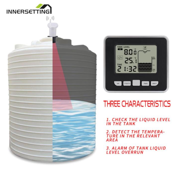 Ultrasonic Water Tank Level Meter Sensor w/Time Alarm Transmitter ...