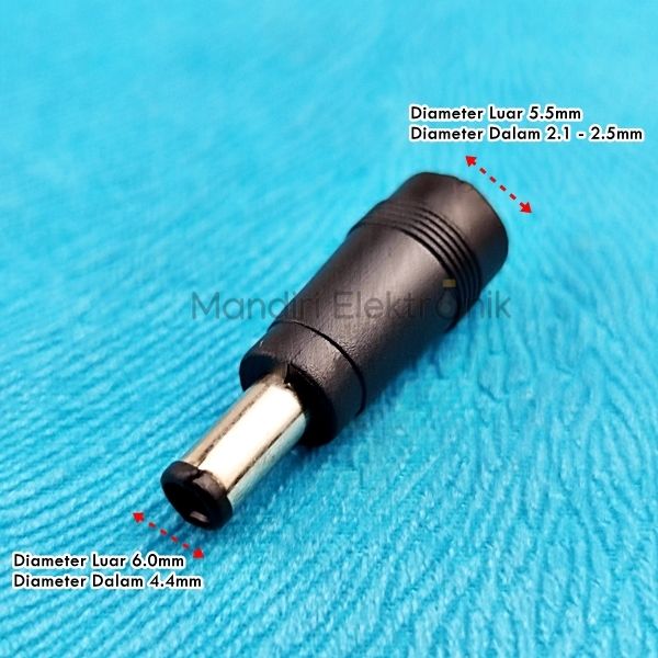 Sambungan Jack DC Female to Male Over Connector Jack DC 6.0mm x 4.4mm ...
