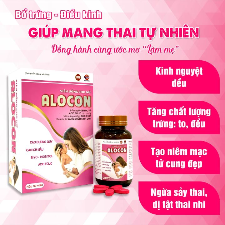 Viên uống tăng khả năng thụ thai Alocon nữ vạn tam giúp điều hòa kinh ...