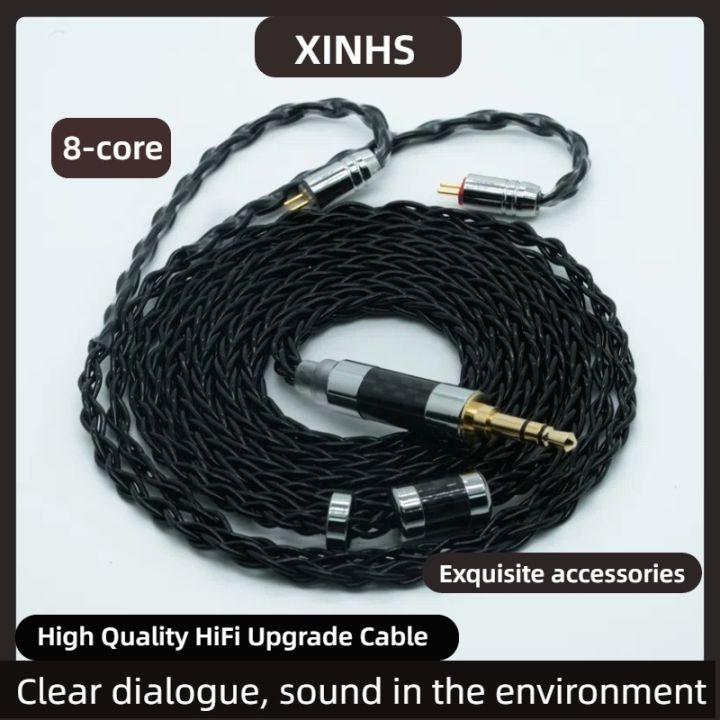 XINHS-016 8-Core Silver Plated Copper HiFi Upgrade Cable Black ...