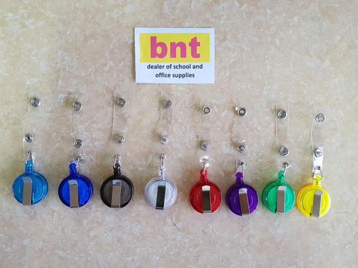 Pull out Badge Reels, ID Holder Tag Card Round Solid Plastic Clip-On ...