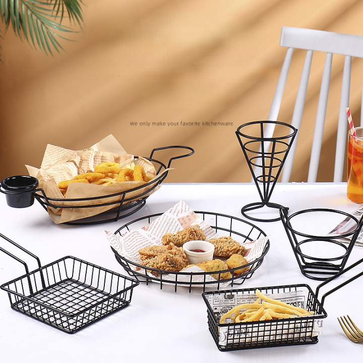 American fries basket round tableware fries tray french fries holder ...