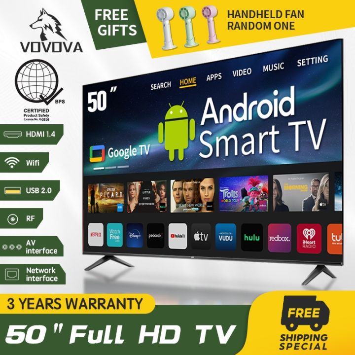 VOVOVA Smart TV 32 42 50inch HD LED Slim Television Android Netflix TV Flat Screen TV Google TV ...
