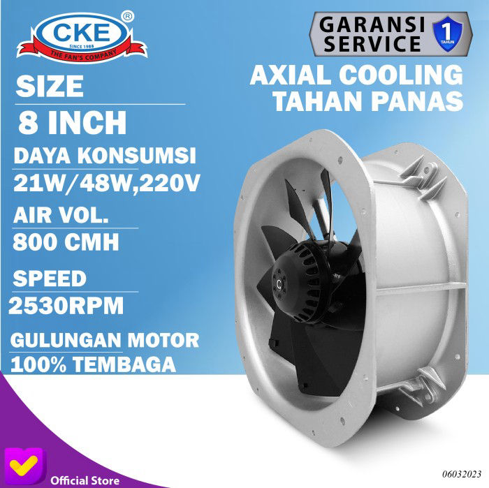 Kipas Cooling Exhaust Fan Panel CKE 220V Tahan Panas Uk. 8 Inch 24 CM ...