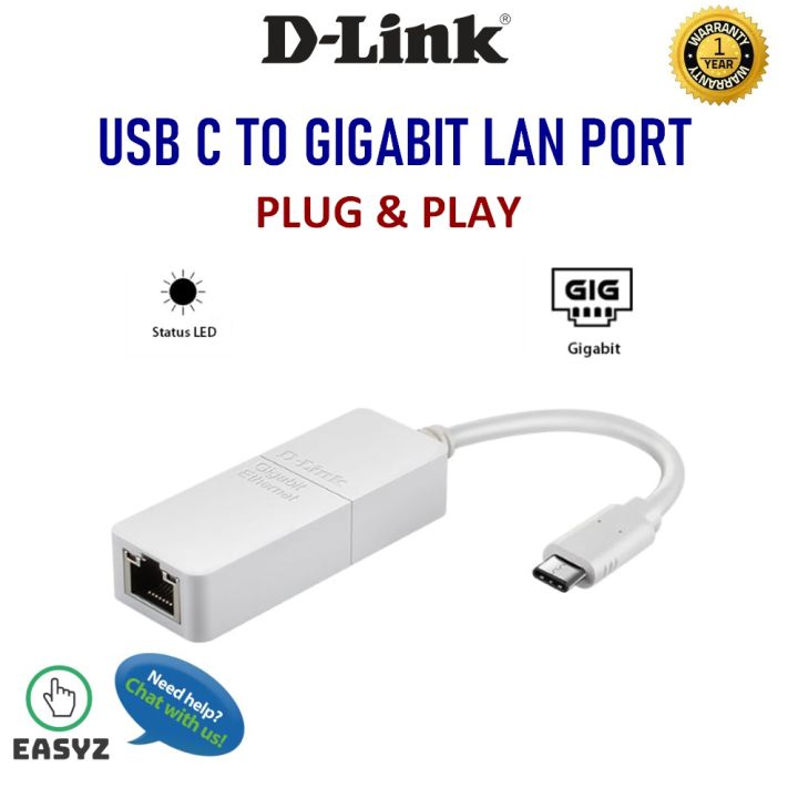 D-Link DUB-E130 USB-C to Gigabit Ethernet Adapter | Lazada