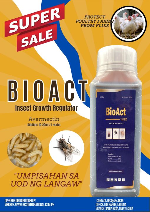 New BioAct 2023 500ml Larvicide Pang Uod for Poultry Pampatay Uod Larva ...
