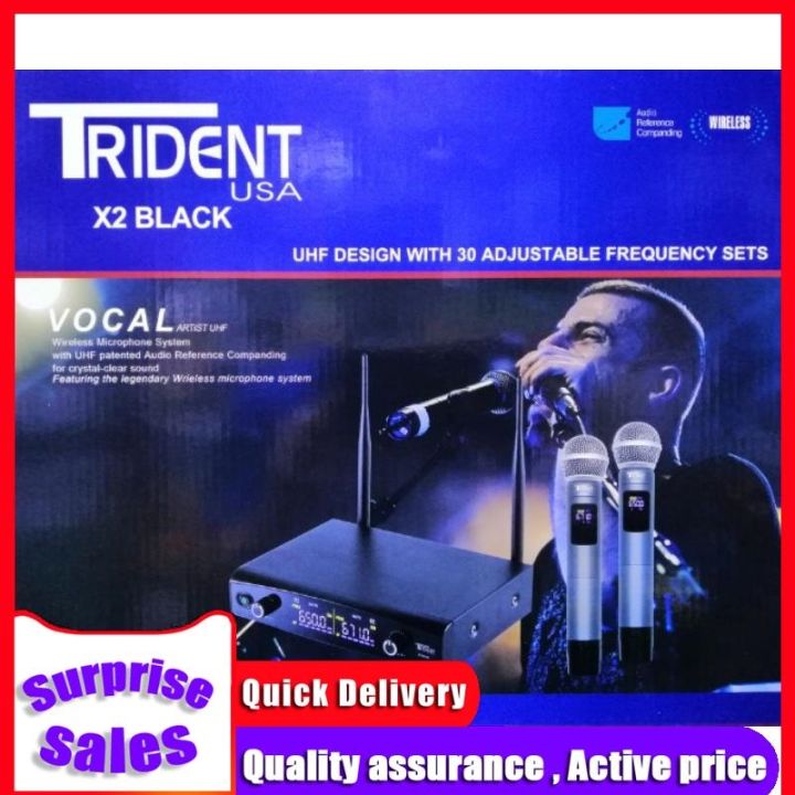 Trident X2-BLACK Dual Uhf wireless Microphone system design with 30 ...