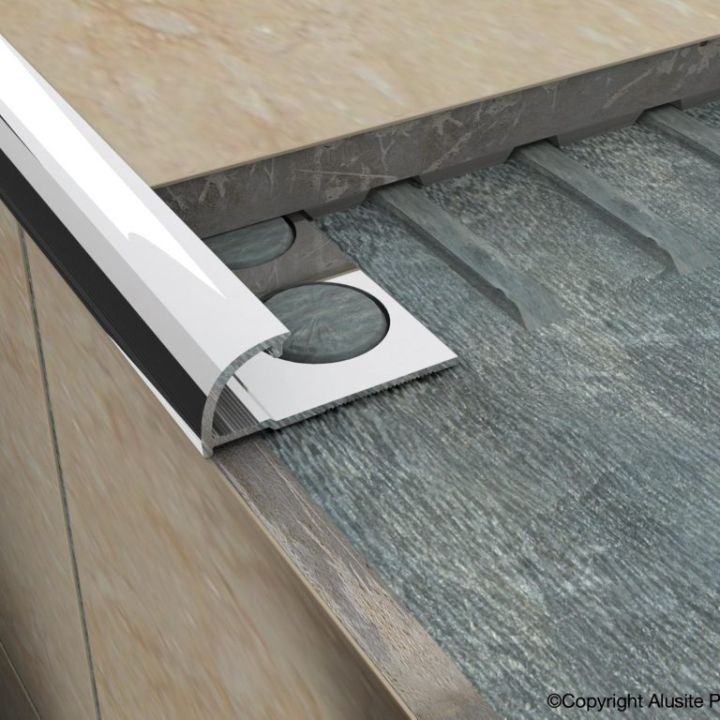 9mm TILE TRIM HEAVY DUTY - L SHAPED or ROUND EDGE - ALUMINIUM CHROME 2 ...