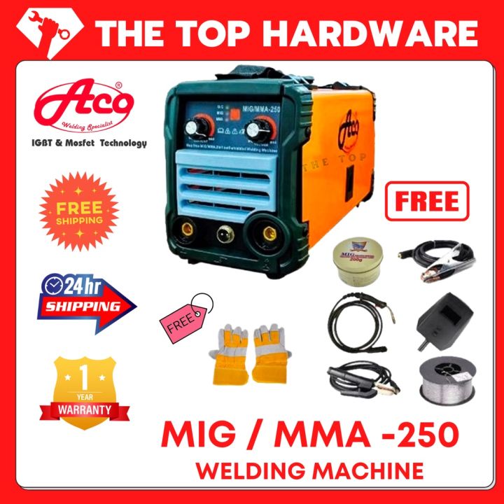 *READY STOCK* ACO MIG 250 2 IN 1 GASLESS MIG WELDING MACHINE MMA MIG ...