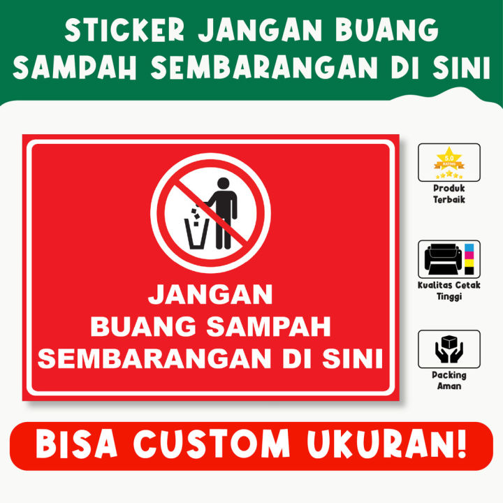 Sticker Jangan Buang Sampah Sembarangan, Pengingat Kebersihan untuk ...