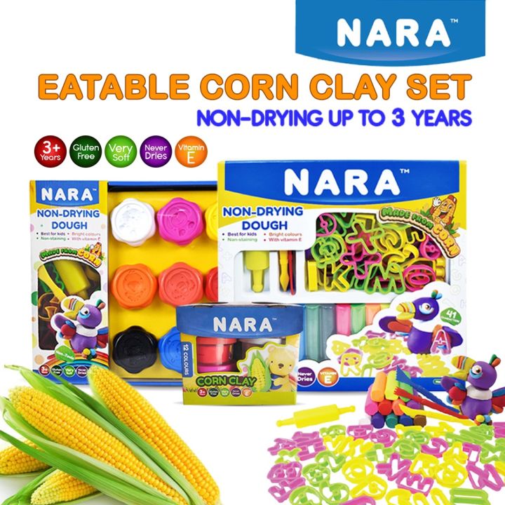 Nara Premium Quality Non-Toxic Eatable Corn Clay Non-Drying Clay Kids ...