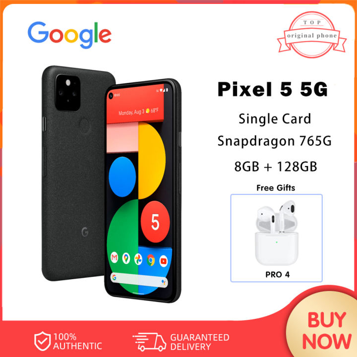 Google Pixel 5ปลดล็อคซิมเดียว + ESIM 5G โทรศัพท์มือถือ Snapdragon 765G 4080 MAh 8GB + 128GB NFC ...
