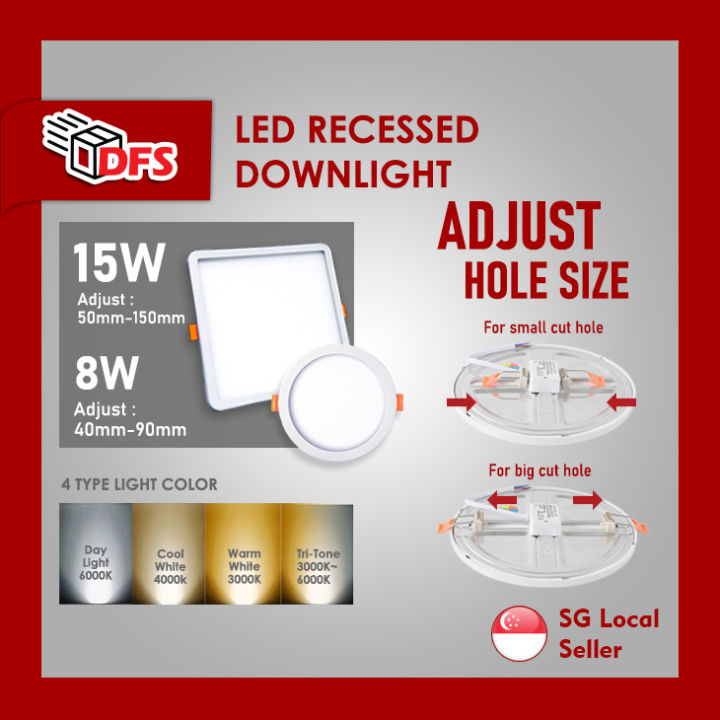 [BUY 2 FREE 1] DFS Led SG Stock Recessed Downlight 6W 8W 15W 20W Adjustable/Tri-Tone/3000k/6000k ...