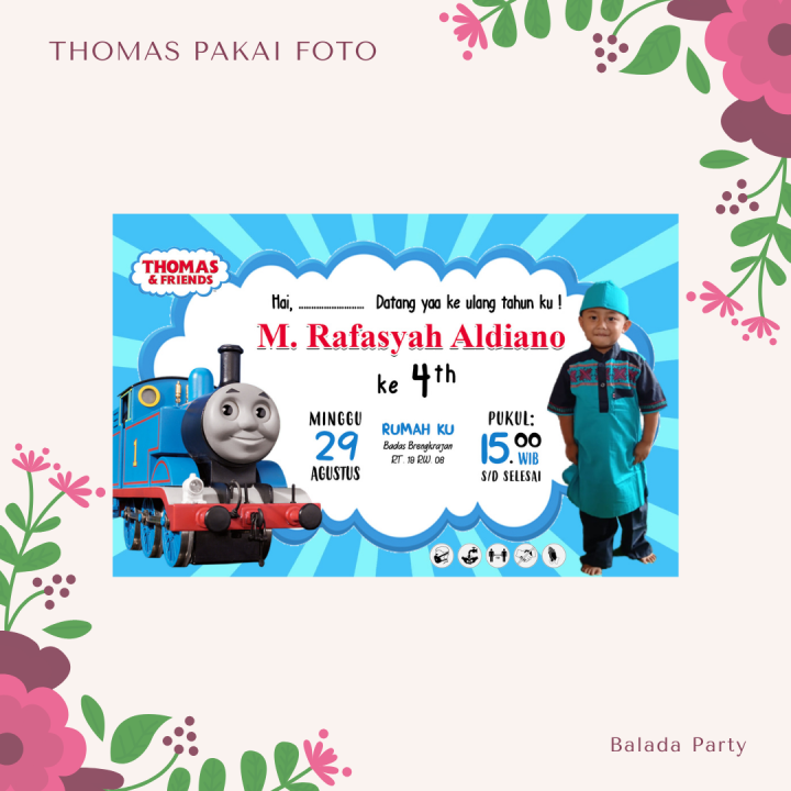 30 pcs Undangan Ulang Tahun Anak Tema Thomas and Friends | Undangan ...