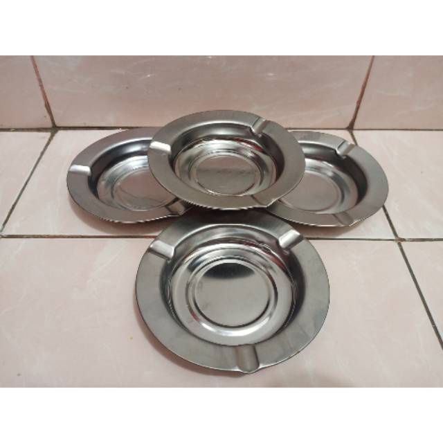 Asbak Stainless Ateel 10cm Cafe Style Variasi List dan polos Kuat Anti ...