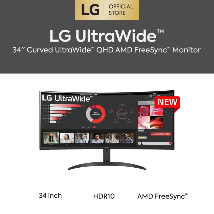 LG 34" 34WR50QC VA WQHD HDR10 AMD Freesync 100Hz 5ms Curved UltraWide ...