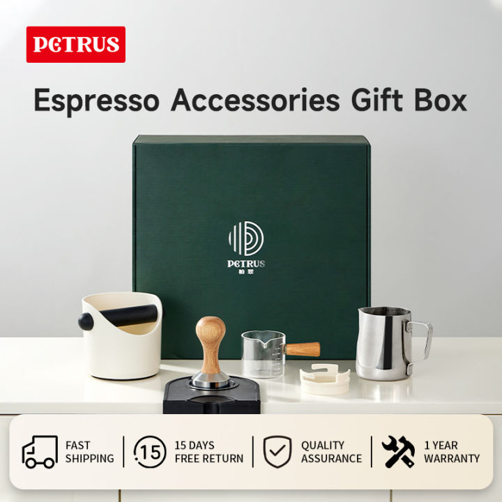 Petrus Espresso Coffee Gift Box with 51/58mm tamper,Espresso Shot Glass,Milk Frothing Pitcher ...