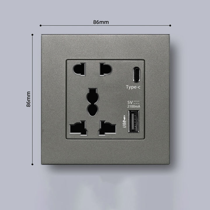 NEW Power 2100MA USB Outlet Crystal Glass Panel 13A UK Wall Type C ...