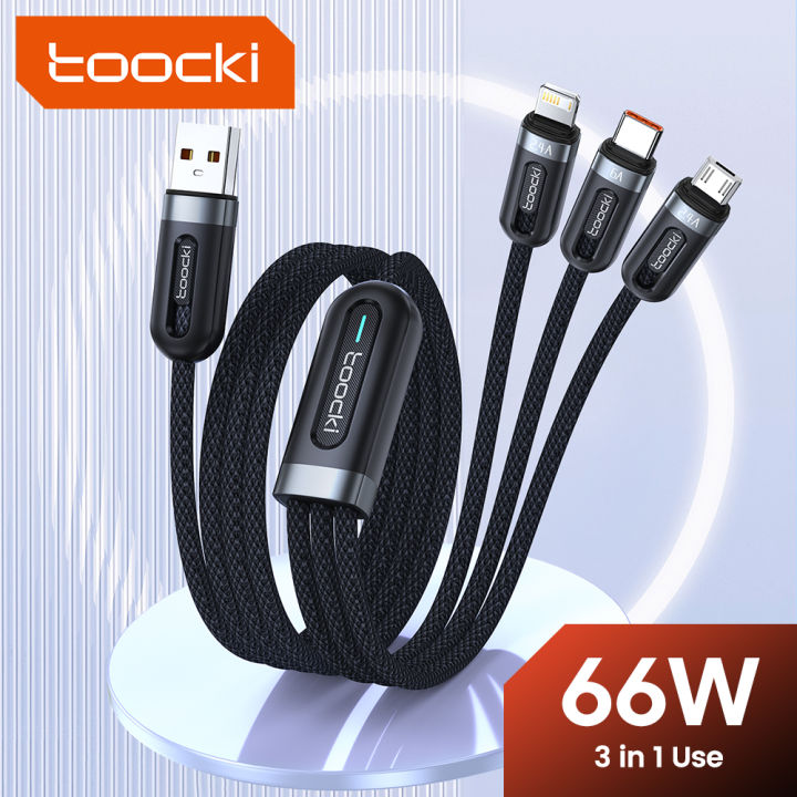 Toocki 3 In 1 Fast Charging Cable Multi Charging Cable for IPhone 13 12 ...