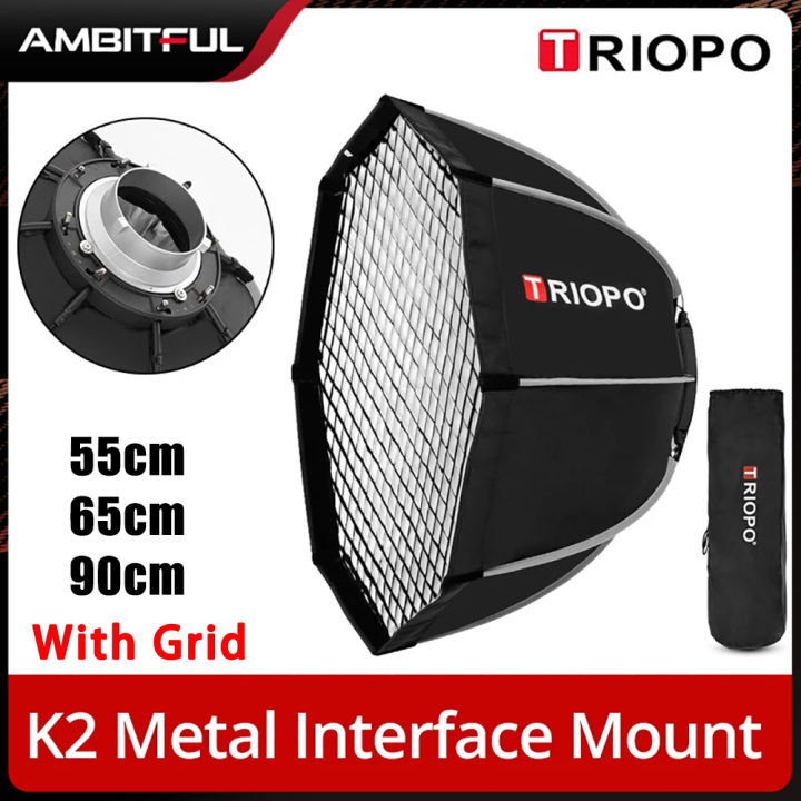 Triopo K2 55cm 65cm 90cm 120cm Quickly Release Bowens Mount Octagon Softbox + Honeycomb Grid ...