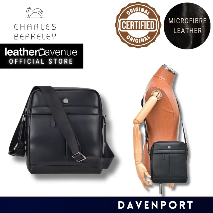 Charles Berkeley DAVENPORT Men's Bag Microfibre Leather Sling Bag ...