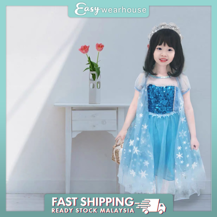 EASY WEARHOUSE Kids Girls Frozen Elsa Princess Dress Party Birthday ...