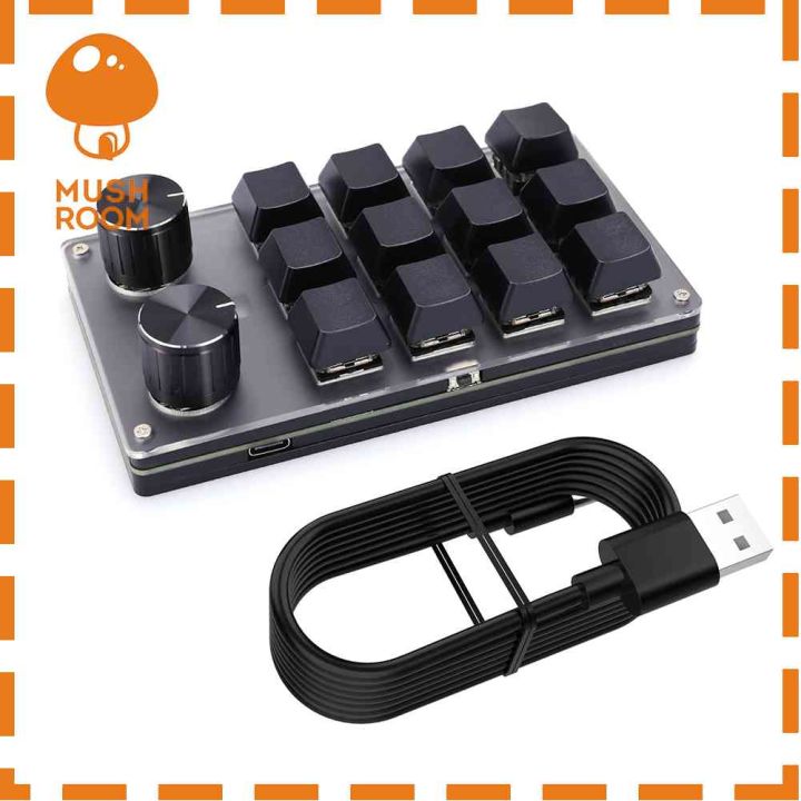 Macro Custom Gaming Keyboard Knob 12 Key + 2 Knob Programmable Hotswap ...