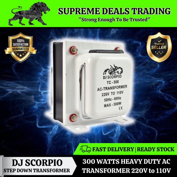 HEAVY DUTY AC STEP DOWN TRANSFORMER 220V TO 110V DJ SCORPIO 300 WATTS ...