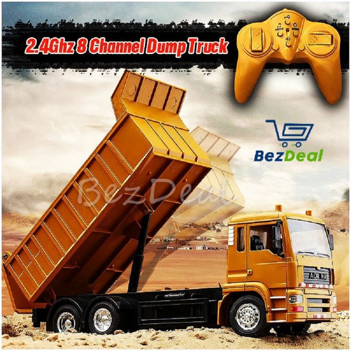 Kereta Lori Remote Control Dump Truck Construction Toy Vehicle1:24 8 ...