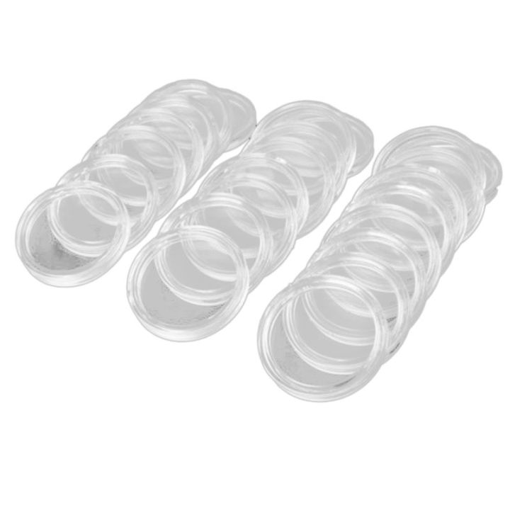 100Pcs 21mm Round Clear Plastic Coin Holder Capsules Box Storage Clear ...