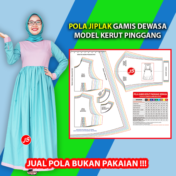 Pola Jiplak Gamis Kerut Pinggang [ Bukan Pakaian ] Pola Baju Jamblang Studio | Lazada Indonesia