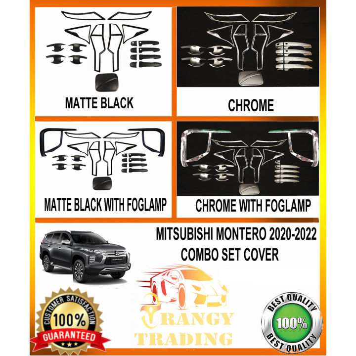 Mitsubishi Montero 2020 to 2025 GLX / GLS / GT Variant Garnish Combo set cover MATTE BLACK ...