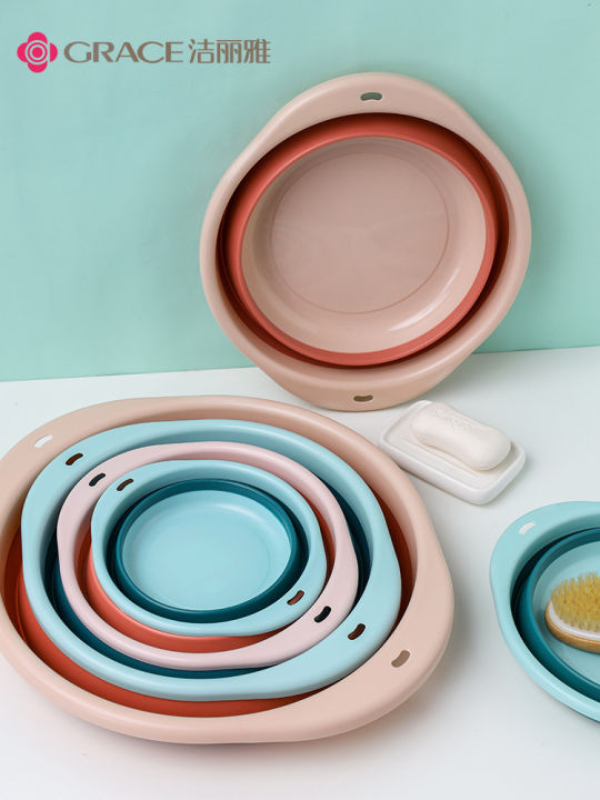 Folding Bin Silicone Wash Basin Folding Portable Basin 1 set 4 pieces/可 ...