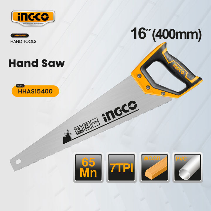 Ingco Handsaw Hand Saw Lagari 16"/400mm 7TPI SUPER SELECT for Wood ...