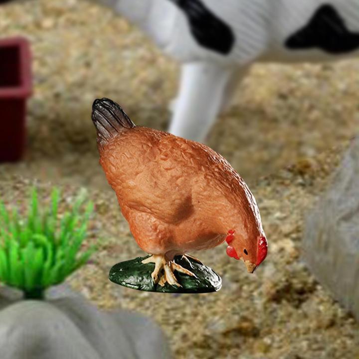 Loviver Chicken Figurine Toy Imagination Handmade Diorama Model for ...