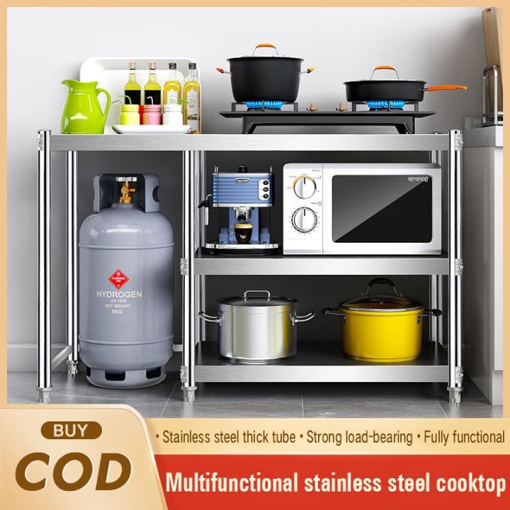 Kitchen 304 stainless steel shelf console floor-to-ceiling gas tank ...