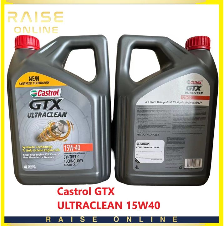 (NEW) Castrol GTX ULTRACLEAN 15W40 SN/CF Semi Syntehtic Engine Oil (4L ...