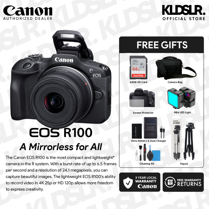 [READY STOCK] Canon EOS R100 Mirrorless Camera Body with 18-45mm Lens ...