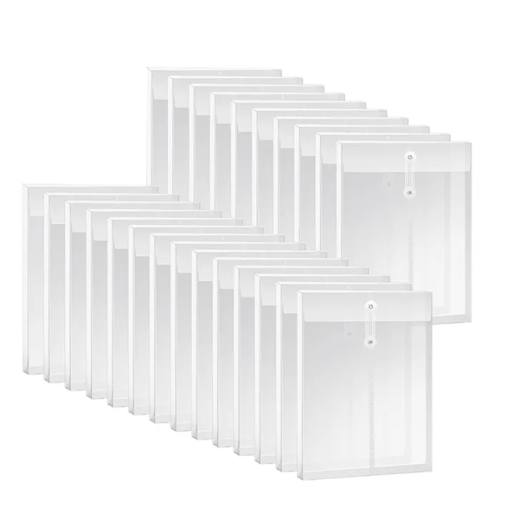 A4 Size Clear Plastic Envelopes Set with String Closure, Expandable ...