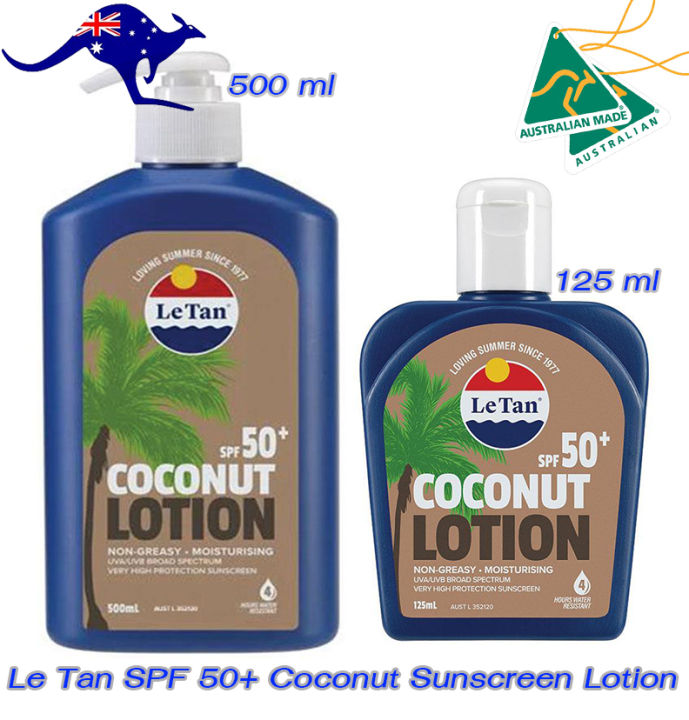 แท้ Le Tan SPF 50+ Coconut Sunscreen Lotion 125/500ml เลอแทน โลชั่นกัน ...