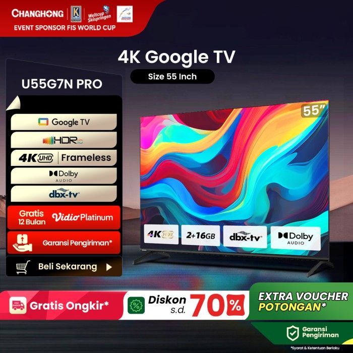 PROMO SPESIAL 【Google TV】Changhong 55 Inch Smart 4K UHD HDR10+ TV ...