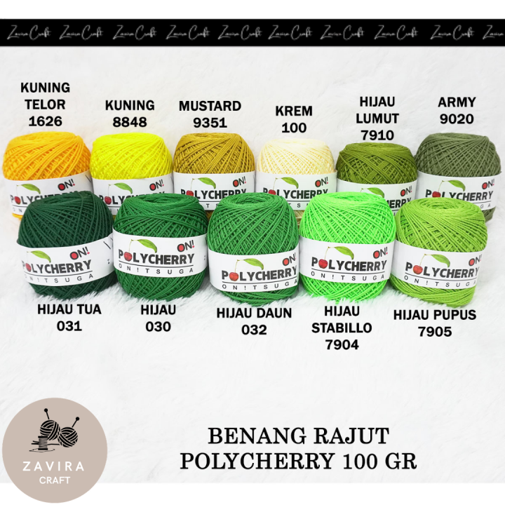 BENANG RAJUT POLYCHERRY ONITSUGA 100 GR - SERI HIJAU | Lazada Indonesia