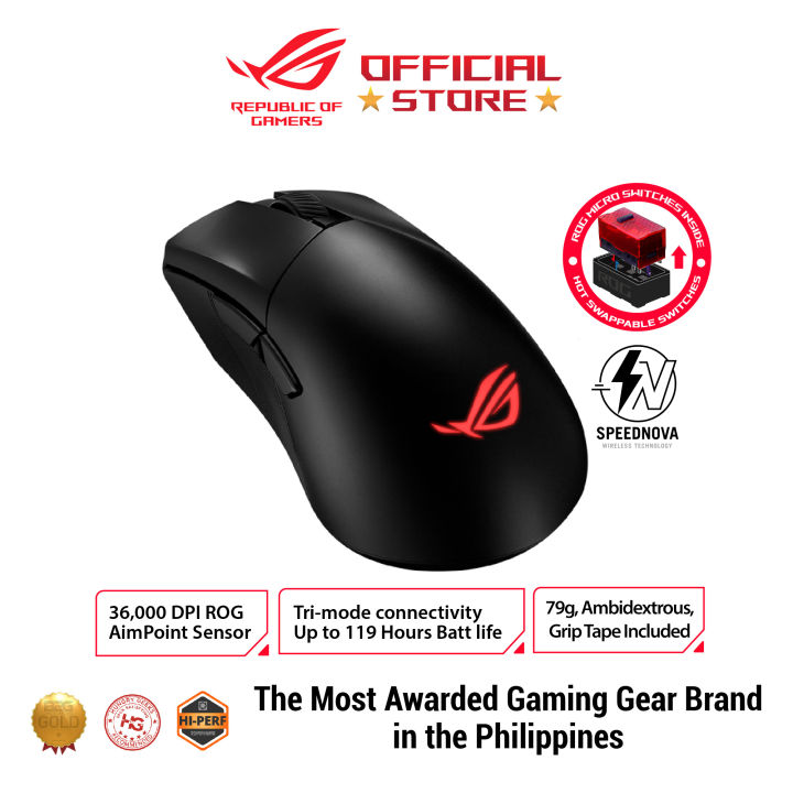 Asus ROG Gladius III Wireless Gaming Mouse, Connectivity (2.4GHz RF ...