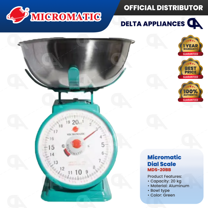 Micromatic Weighing Scale Dial Scale Aluminum Bowl 20kg. Original w/ 1 ...