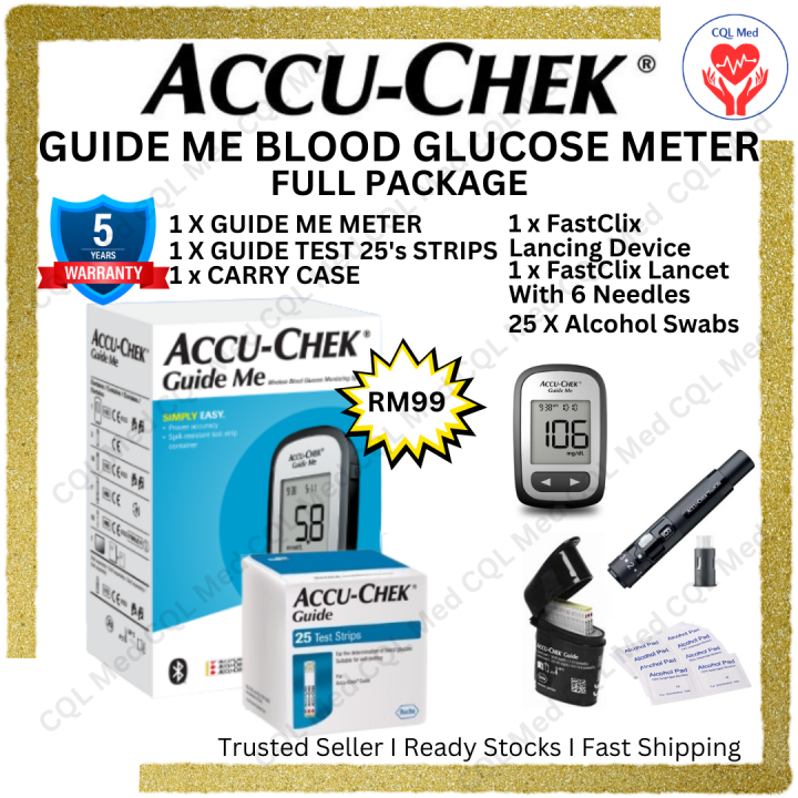 Accu-Chek Guide Me Blood Glucose Meter Full Set with Meter, Case, 25'S ...