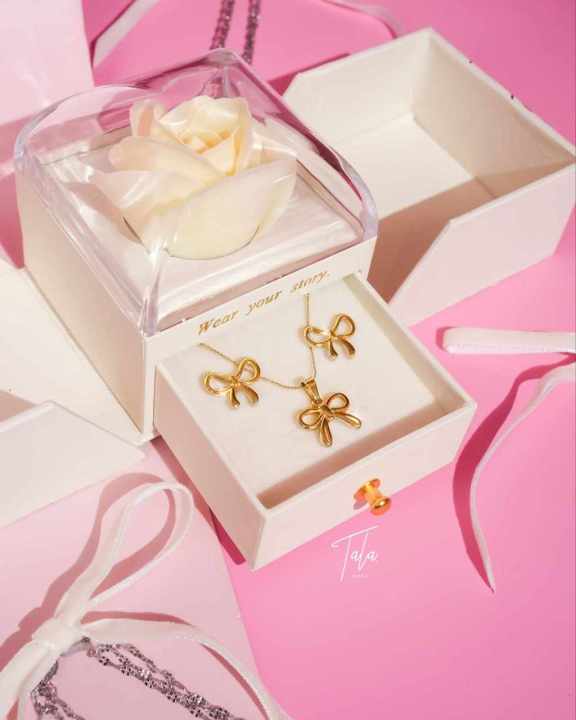 Tala By Kyla Gold Ribbon Collection Necklace Earring Set Plus Gift Box ...