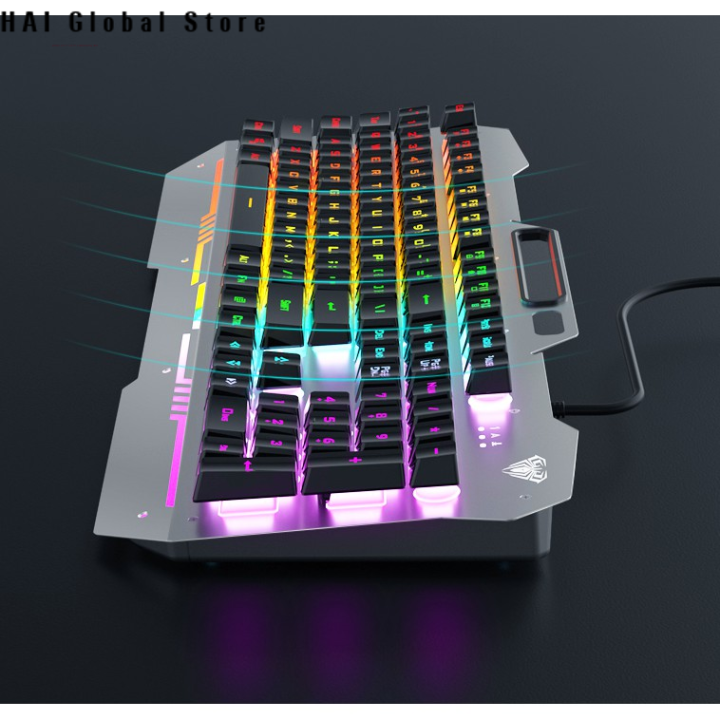 Membrane Gaming Keyboard with RGB LED Backlit Wired Gaming Mouse ...