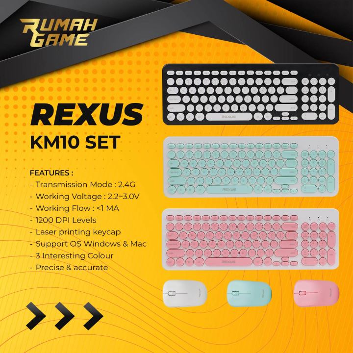 Rexus KM10 / KM 10 Keyboard Mouse WIreless Combo | Lazada Indonesia