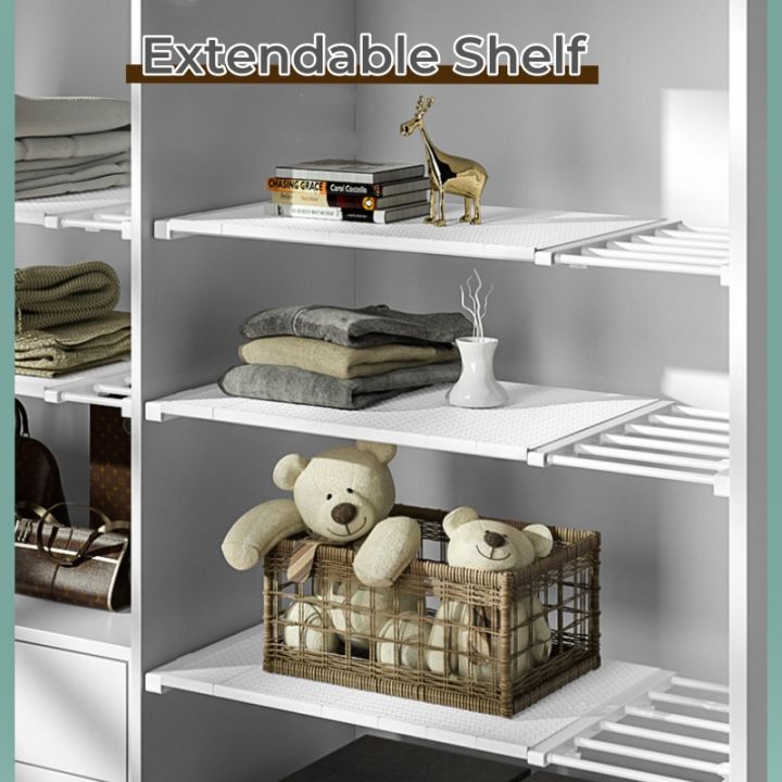OutingSG® Extendable Wardrobe Shelf Adjustable Closet Organizer Rack ...
